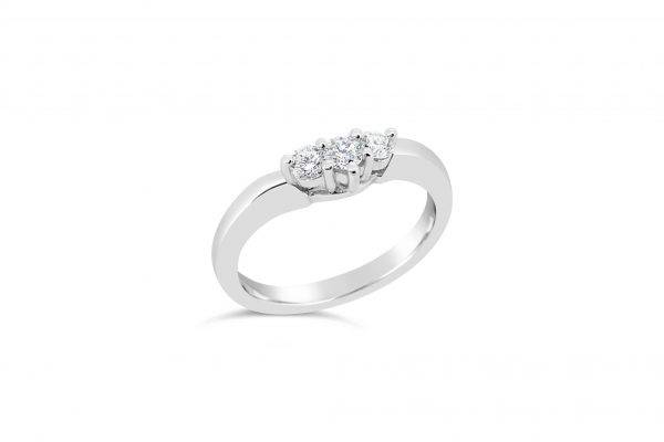 Three Stone Diamond Eternity Ring Crafted in White Gold