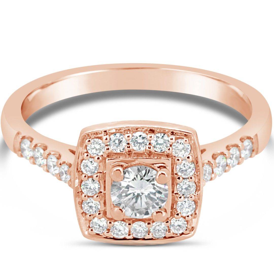 Square Diamond Halo Engagement Ring - Gold River Jewellers