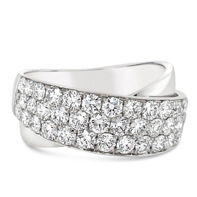 Diamond Crossover Ring in White Gold - Gold River Jewellers